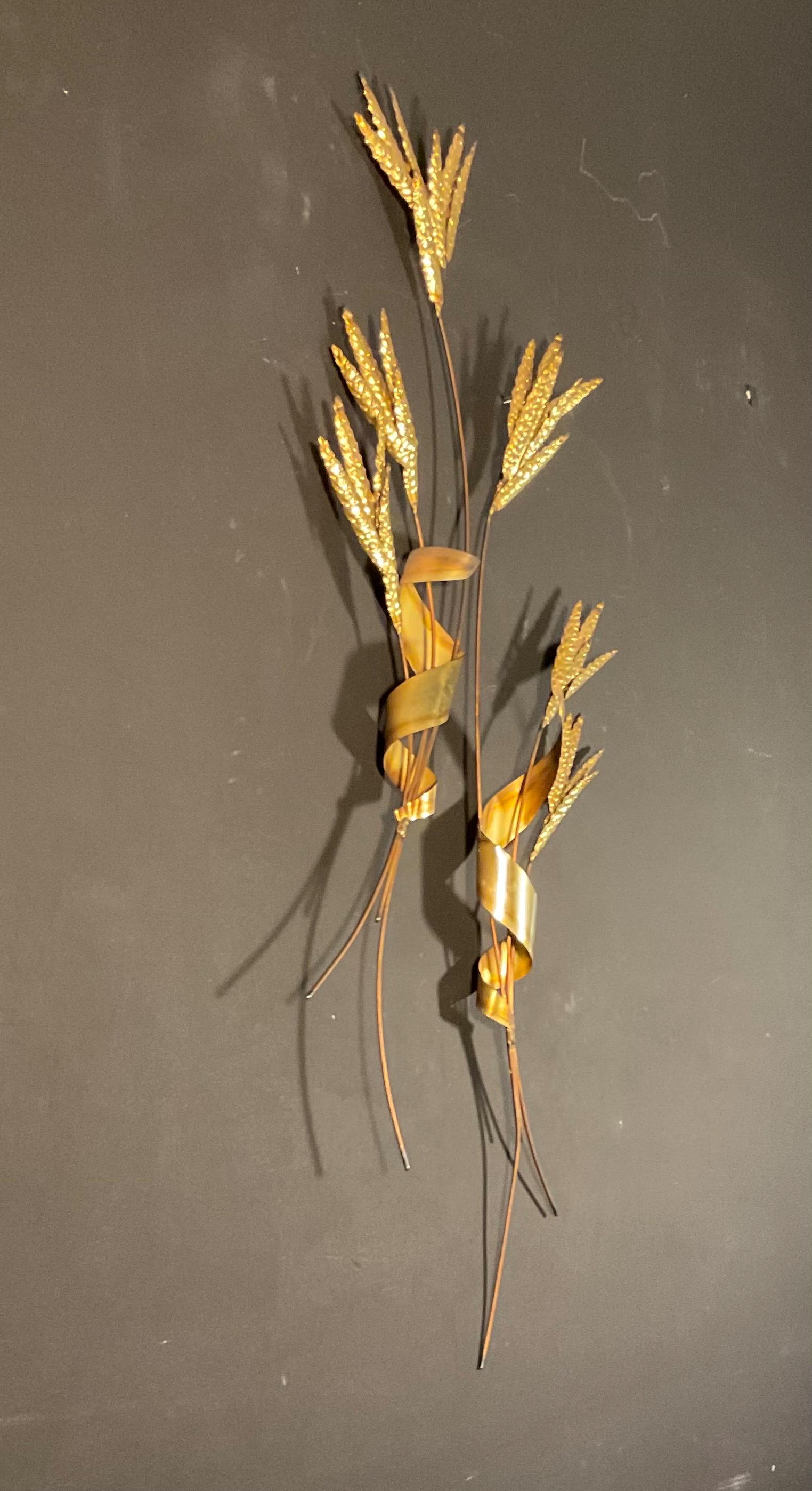 Vintage 70s Mid Century Brass and Copper Wheat Sheaf Wall Art Accents ...