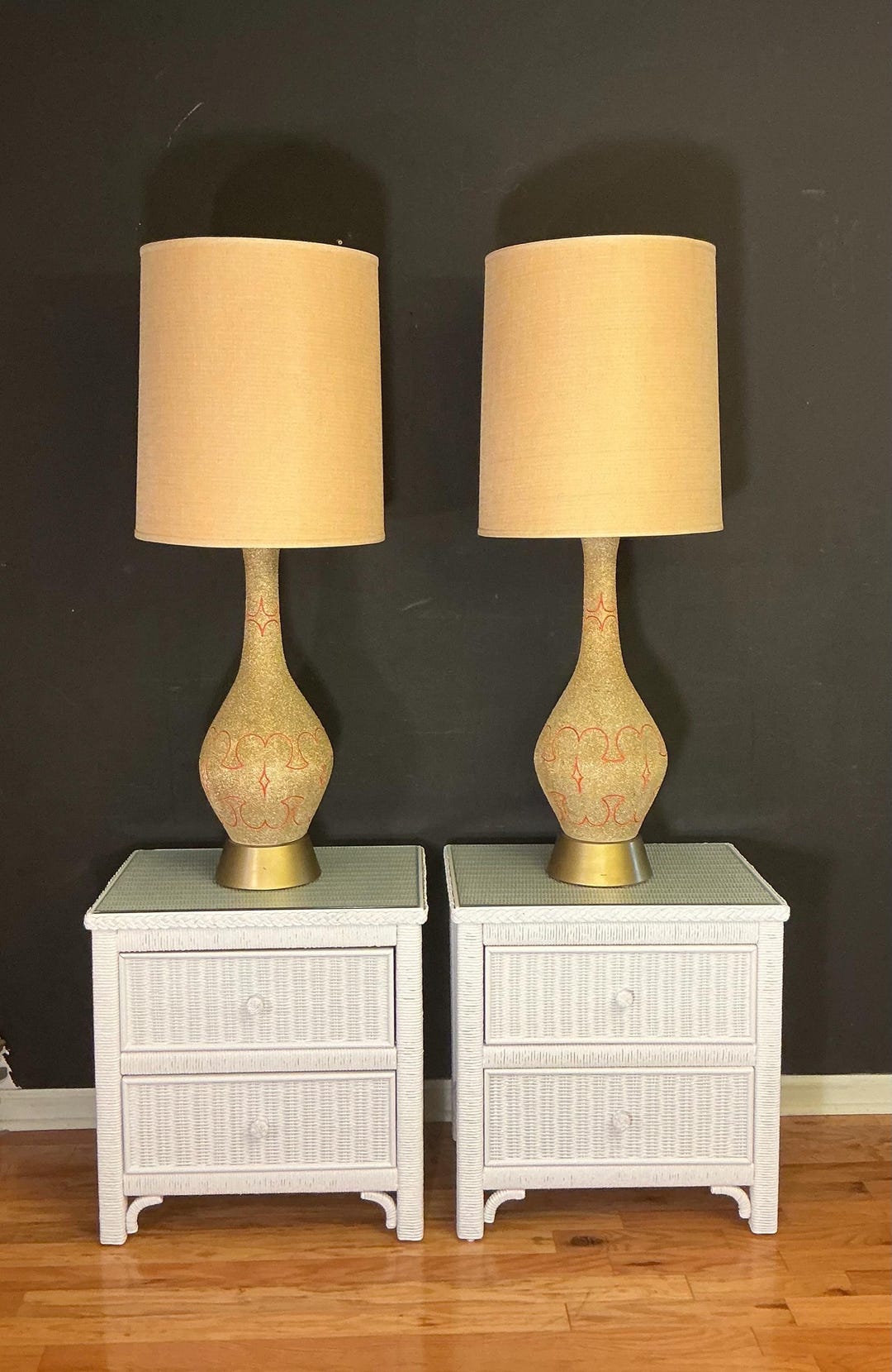 Pair of Monumental Mid-century Modern Ceramic Table Lamps 45" Tall With ...