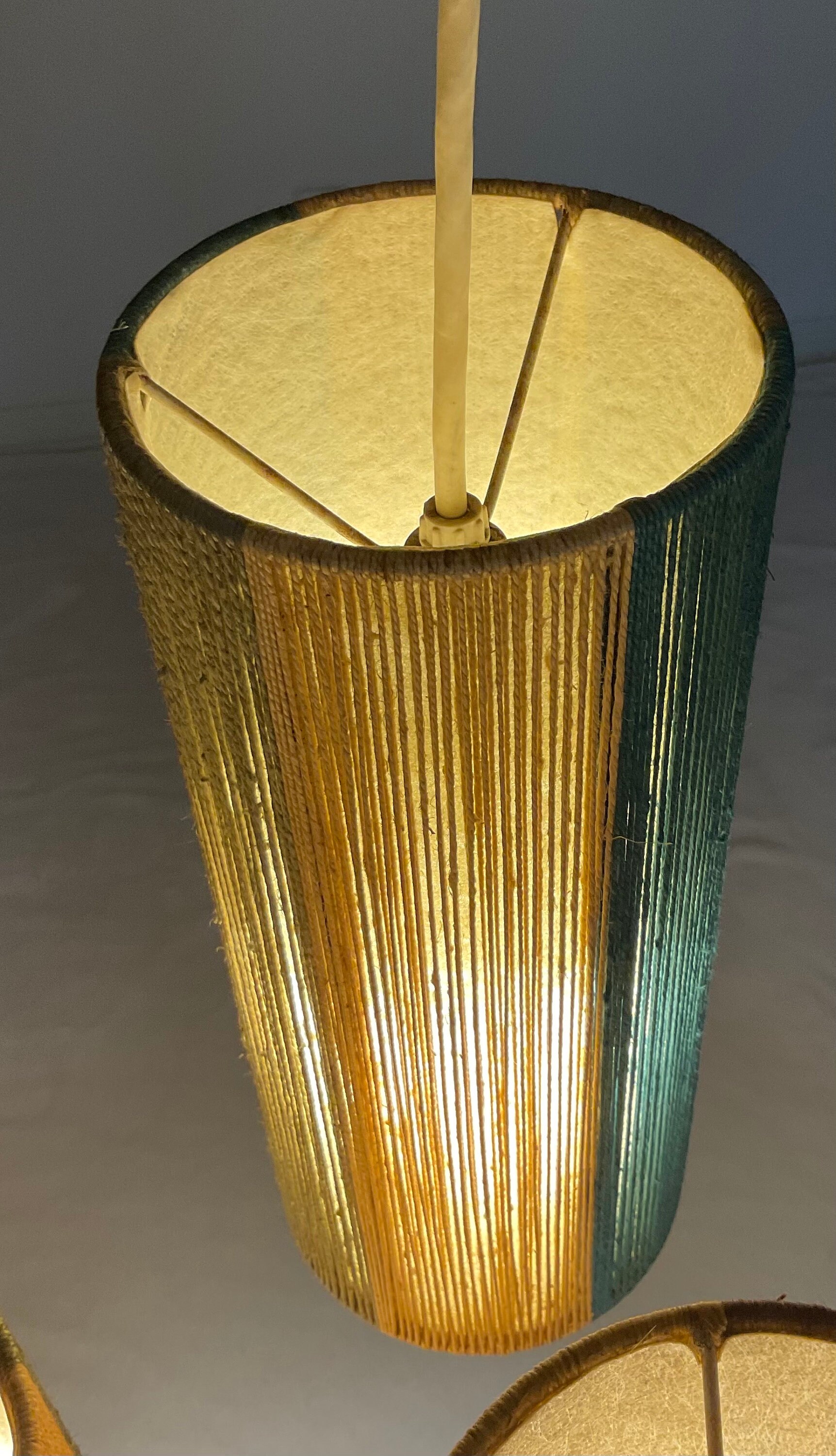Vintage 50s 60s Mid-century Triple, Multiple Color Yarn String Shades ...
