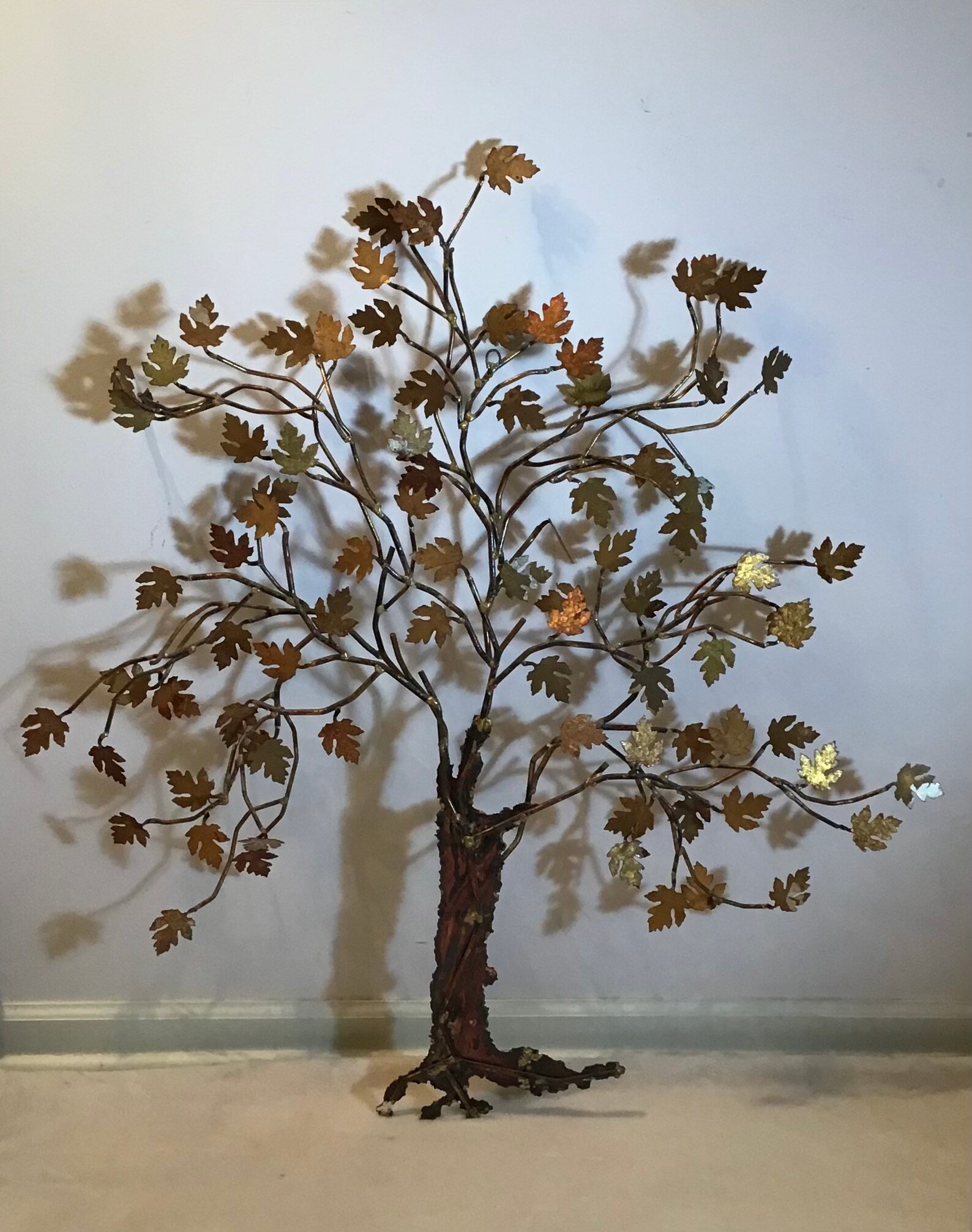 Mid Century Modern Substantial Brass Tree Metal Art Sculpture in the ...