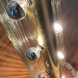 Mid Century Luxury Long Glass Rod and Brass Cylinder Chandelier ...