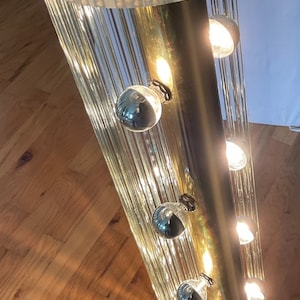 Mid Century Luxury Long Glass Rod and Brass Cylinder Chandelier ...