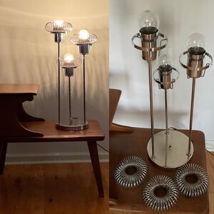 Vintage 3-light Table Lamp spring Chrome, Italy 1970 - Etsy