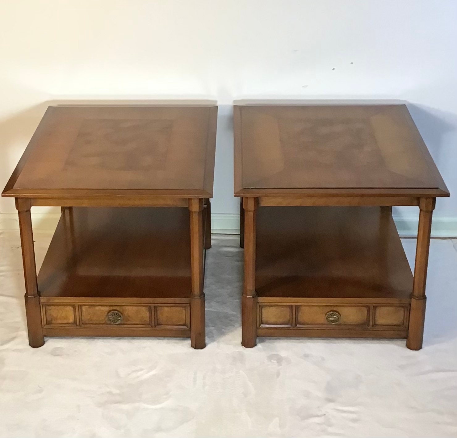 Mid Century Modern Hekman Furniture Two Tier Burl Maple Walnut End Tables A Pair Etsy Canada
