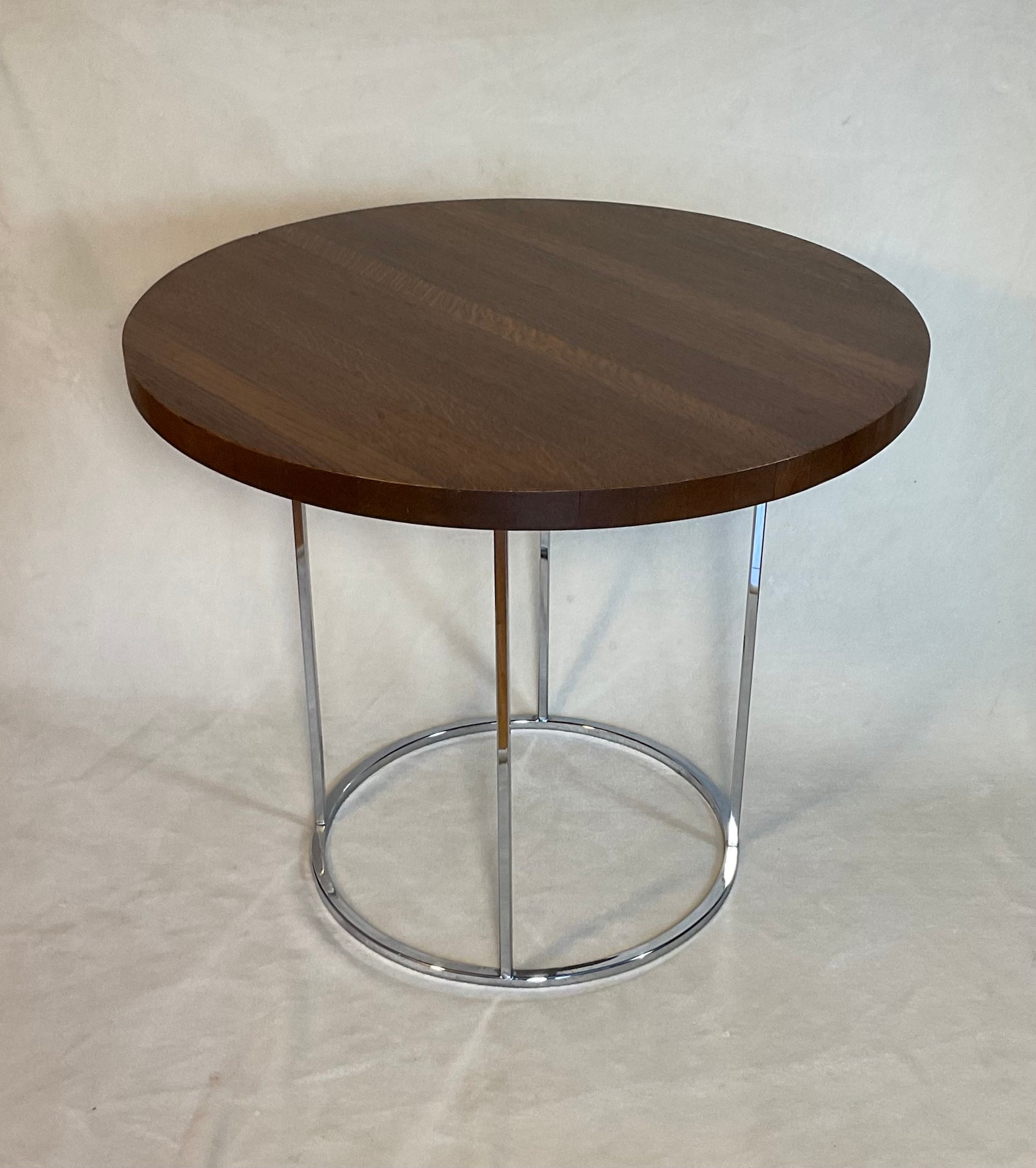 Attributed to Milo Baughman Modern Chrome and Oak Round Side Table - Etsy