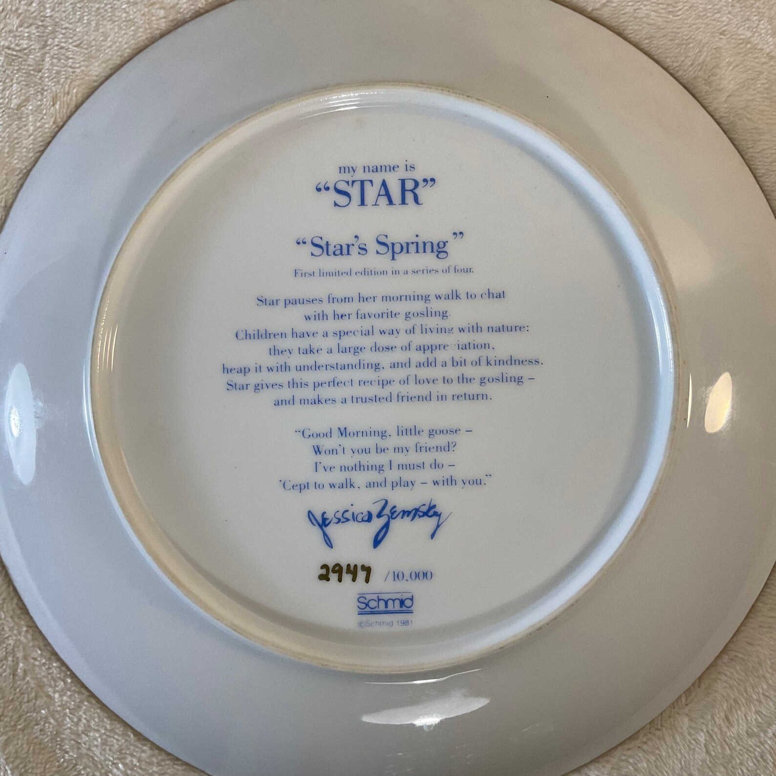 Schmid 80s Collector Plate My Name is Star stars Spring by - Etsy