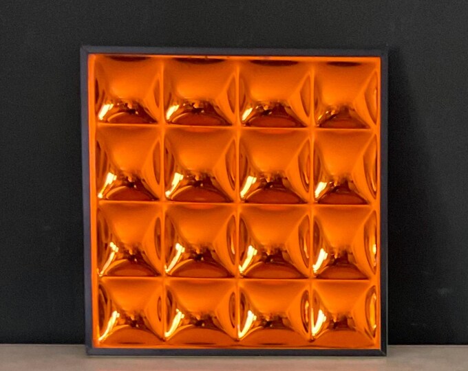 70’s Pop Art Framed Bubble Plexiglass Panel Mirror Orange Mid-century ...