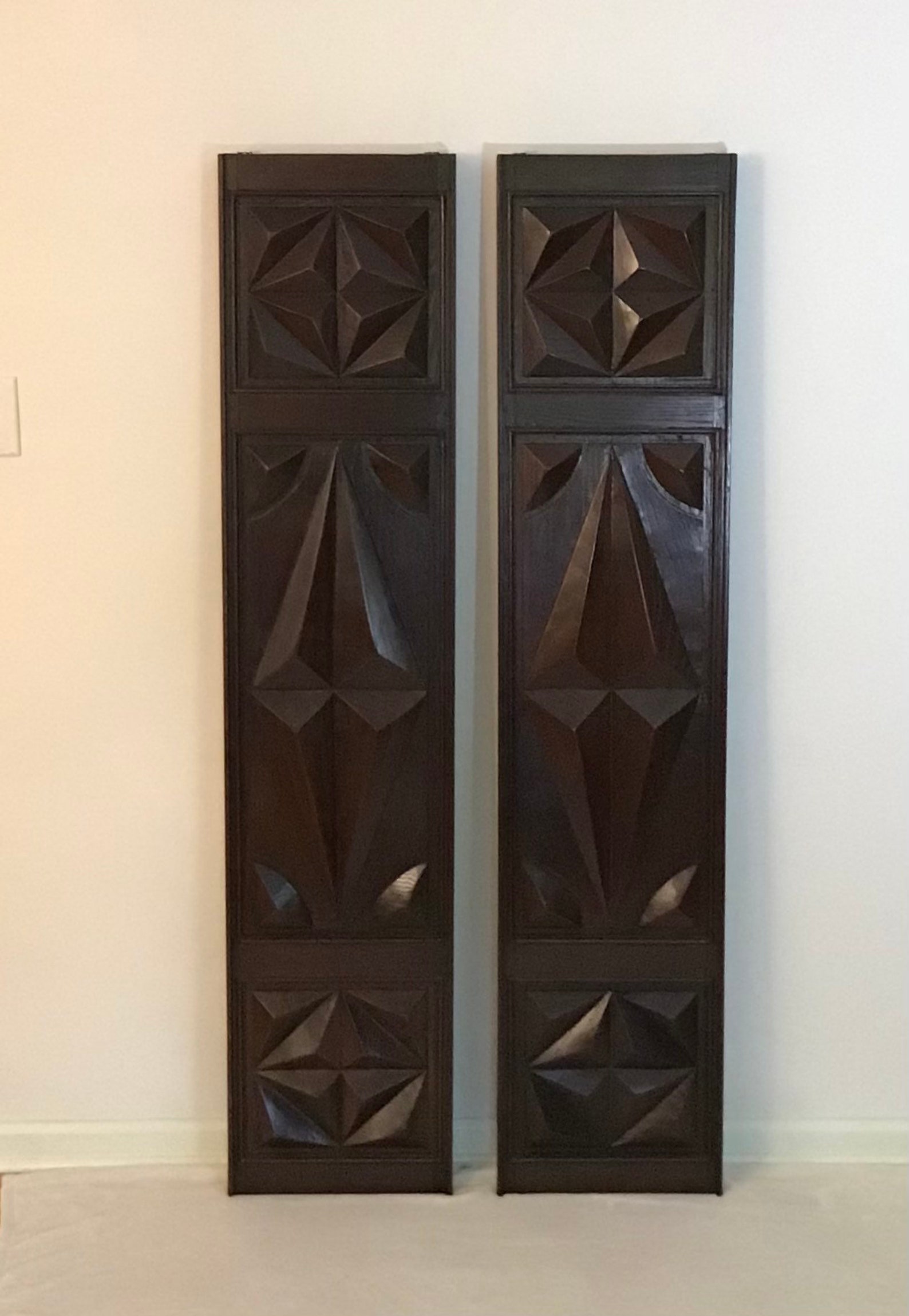 Pair of 19th Century Chestnut Wall Panel Decor With Raised - Etsy