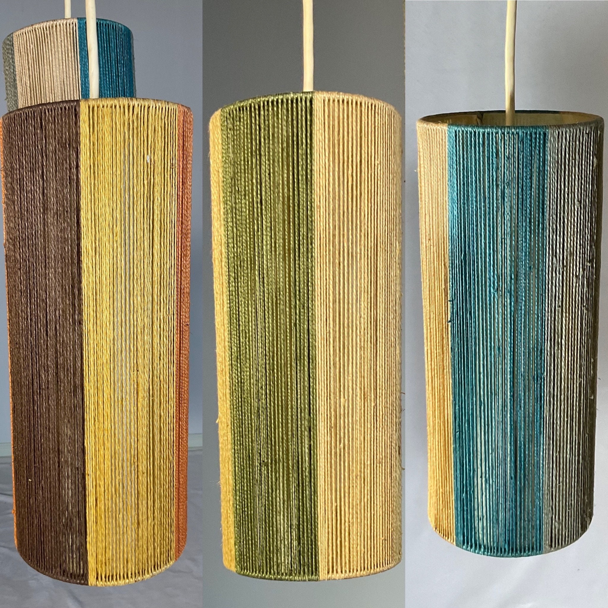 Vintage 50s 60s Mid-century Triple, Multiple Color Yarn String Shades ...