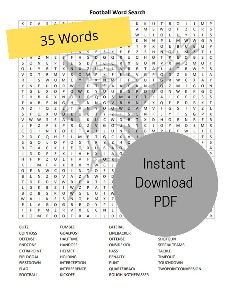 Football Word Search Instant Download, Word Search Printable, Football ...
