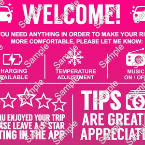 Lyft Uber Rideshare Tip Sign in PINK - Etsy