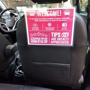 Lyft Uber Rideshare Tip Sign in PINK - Etsy
