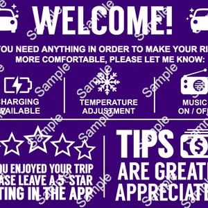 Lyft Uber Rideshare Tip Sign in PURPLE - Etsy