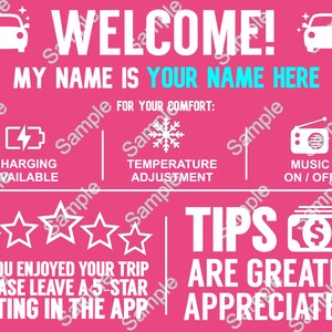 PRINTABLE Uber Tip Sign With Name - DIGITAL FILE - Etsy