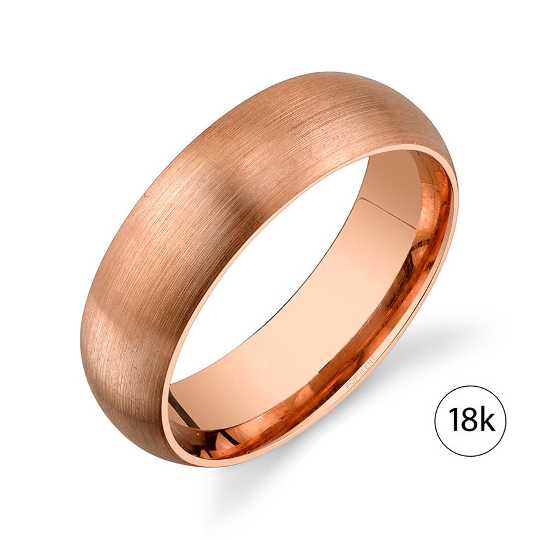 Banda de oro rosa de 18k 6 mm / DOMO CLÁSICO / Cepillado - Etsy España