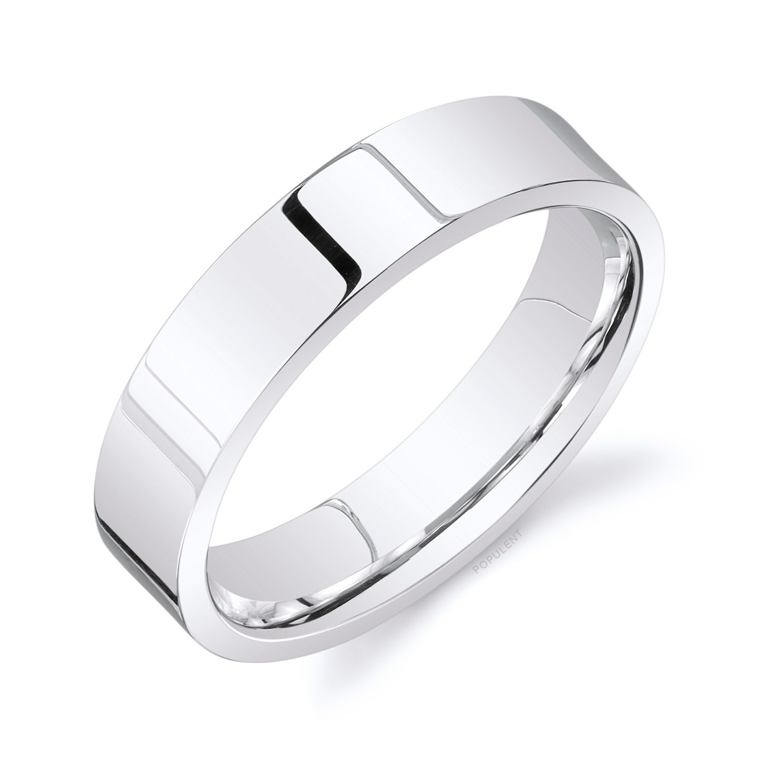 14k White Gold Band (5mm) | FLAT | Polished | Comfort Fit | Men's Women ...