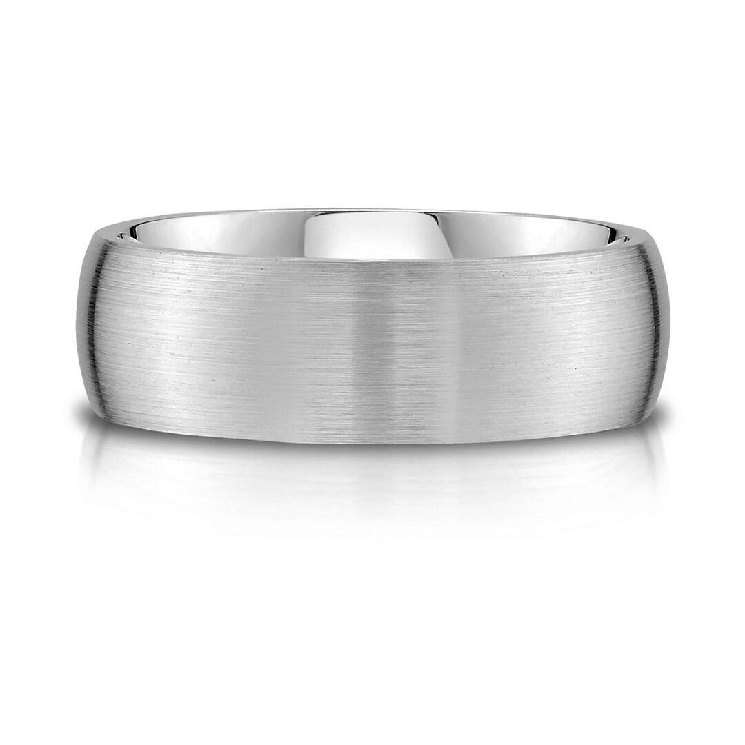 Platinum 950 Band (8mm) | LOW DOME | Matte Brushed | Comfort Fit | Men ...