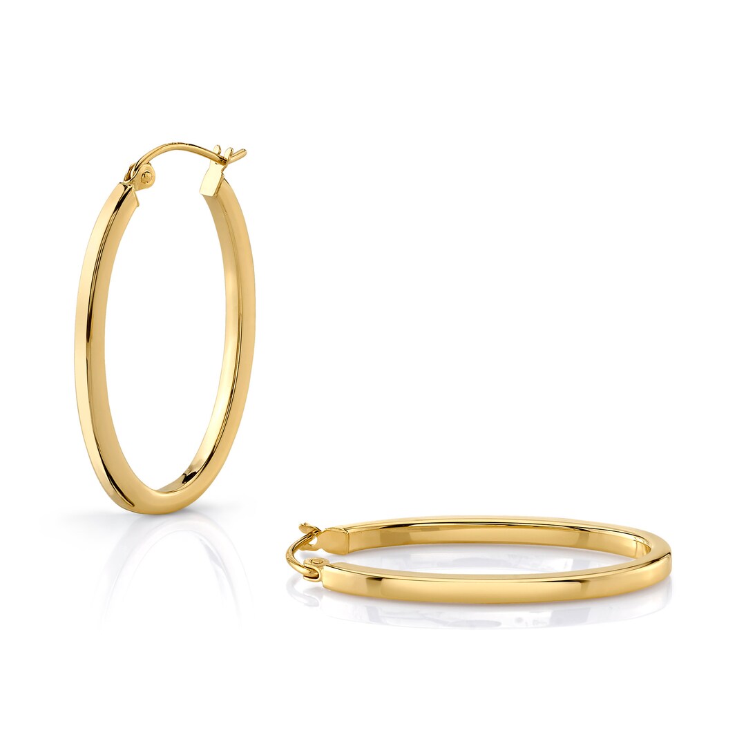 14k Yellow Gold Square Tube Hoops | SOLID | Modern Hoop Earrings - Etsy