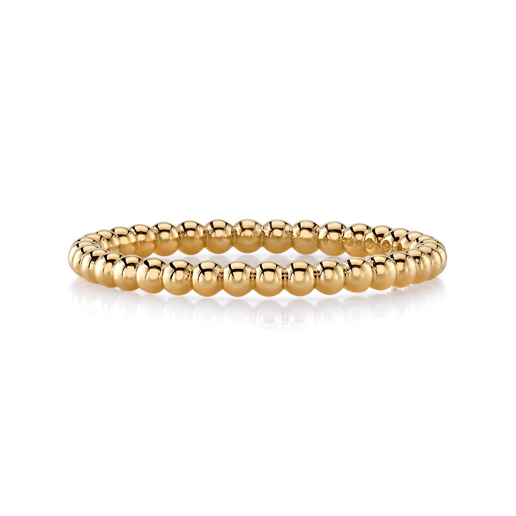 14k Yellow Gold Beaded Ring (2mm) | SOLID | Women's Stacking Band Bead ...