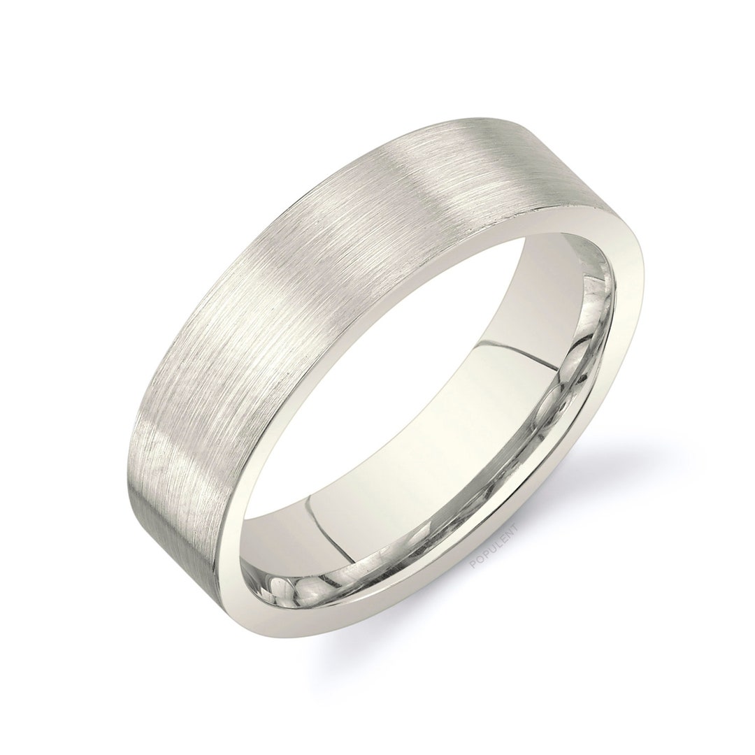 Banda de oro champán de 14 k 6 mm / PLANA / Mate cepillado / Ajuste ...