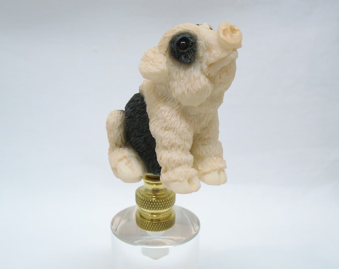 Lamp Finial Cute Cast Resin Hand Painted Pig Solid Brass Hardware #27AA ...