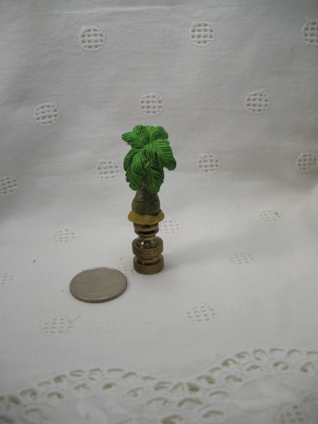 Lamp Finial Small Resin Painted Palm Tree. Antiqued Brass Hardware Fits ...