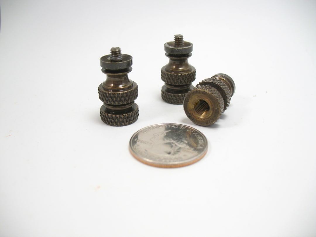 Lamp Parts Set of 3 Antiqued Solid Brass Make Your Own Lampshade Finial ...