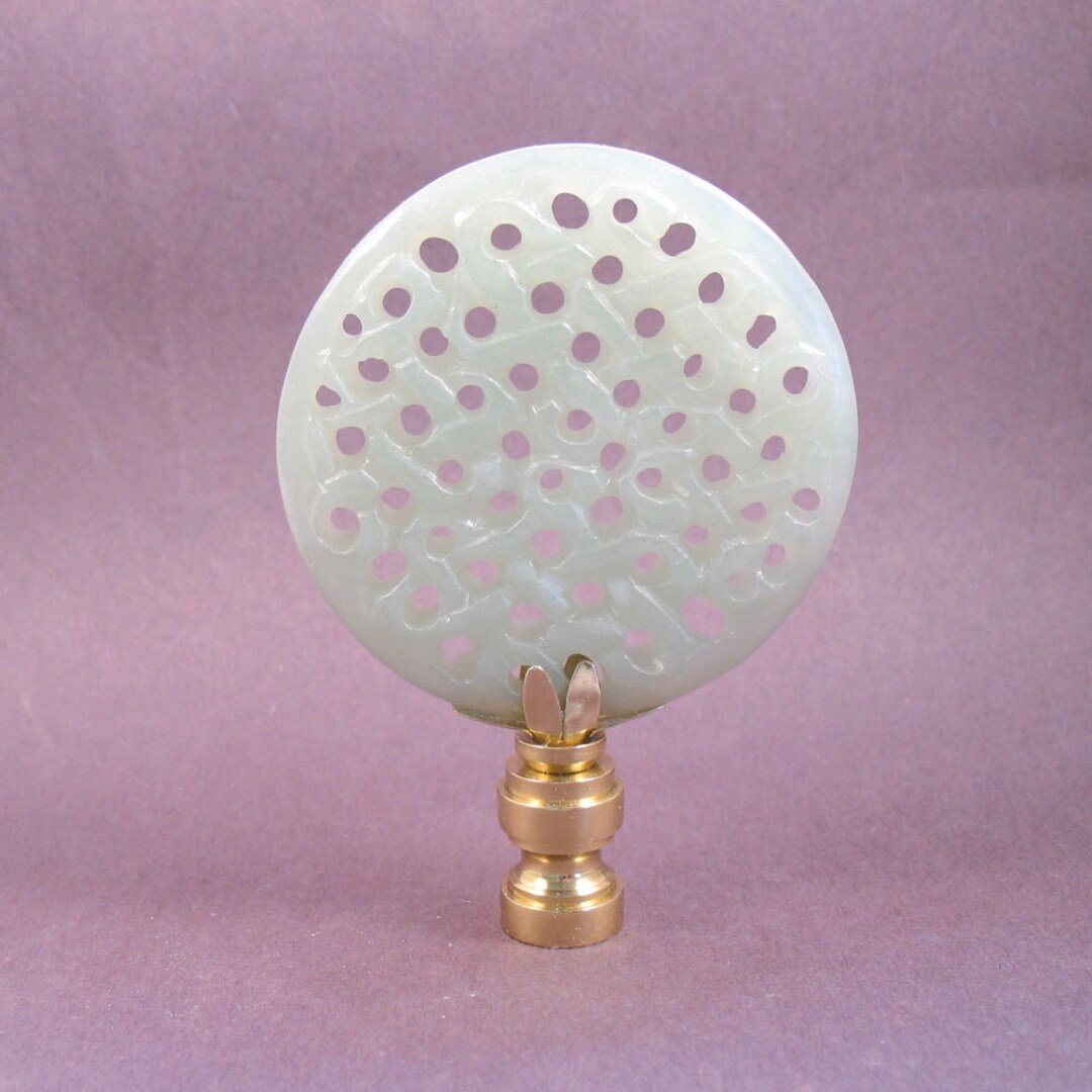 Asian Jade Disk Lamp Finial. Large Circle Green Jade Life Knot Disk ...