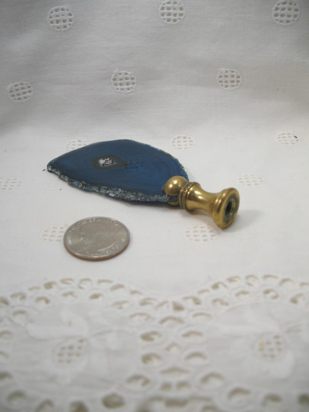 Lamp Finial Large Blue Geode Stone Flat Slab Lampshade Finial 54M1 - Etsy