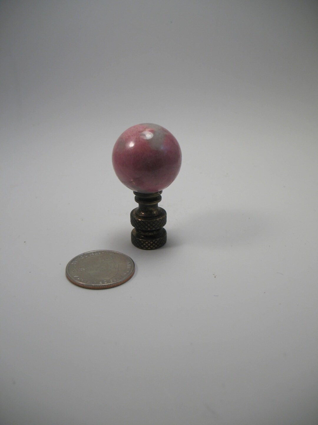 Lamp Finial: Pink and Gray Stone Ball Sphere, 25 Mm Lampshade Finial ...