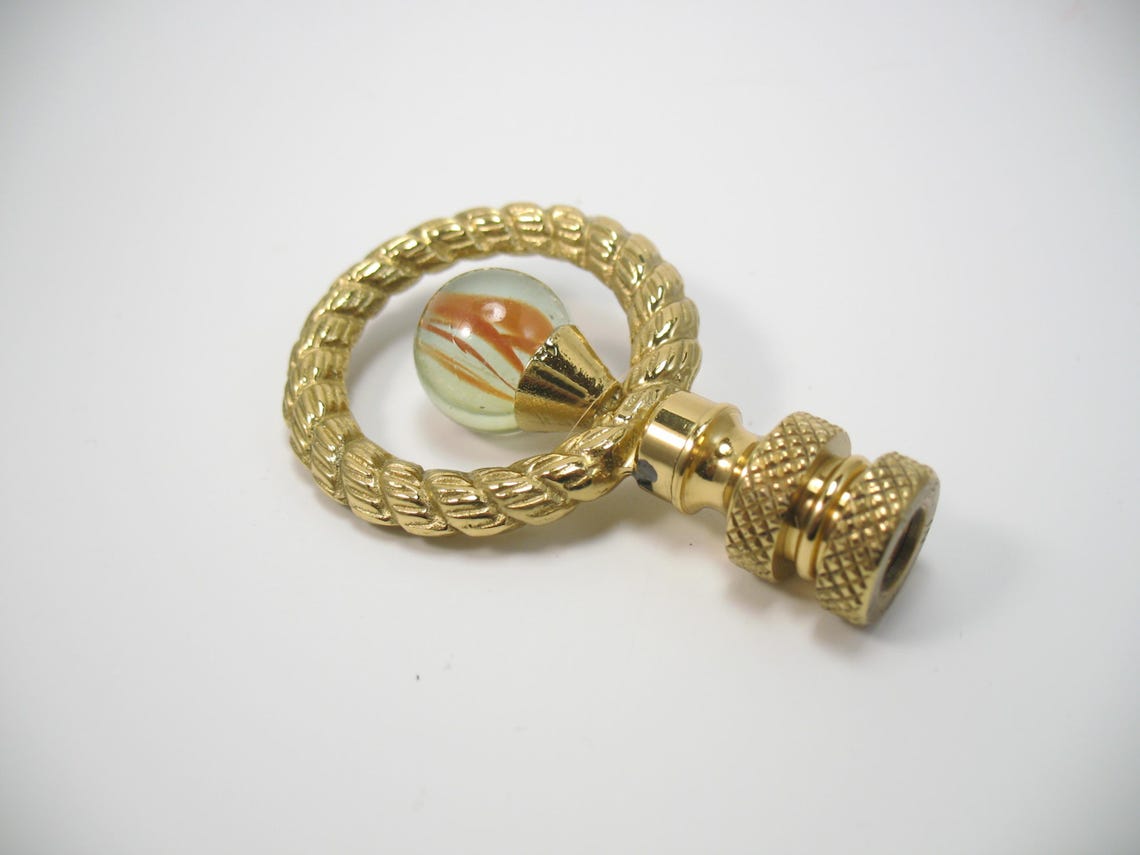Lamp Finial Solid Brass Rope Loop With Small Glass Ball Sphere ...