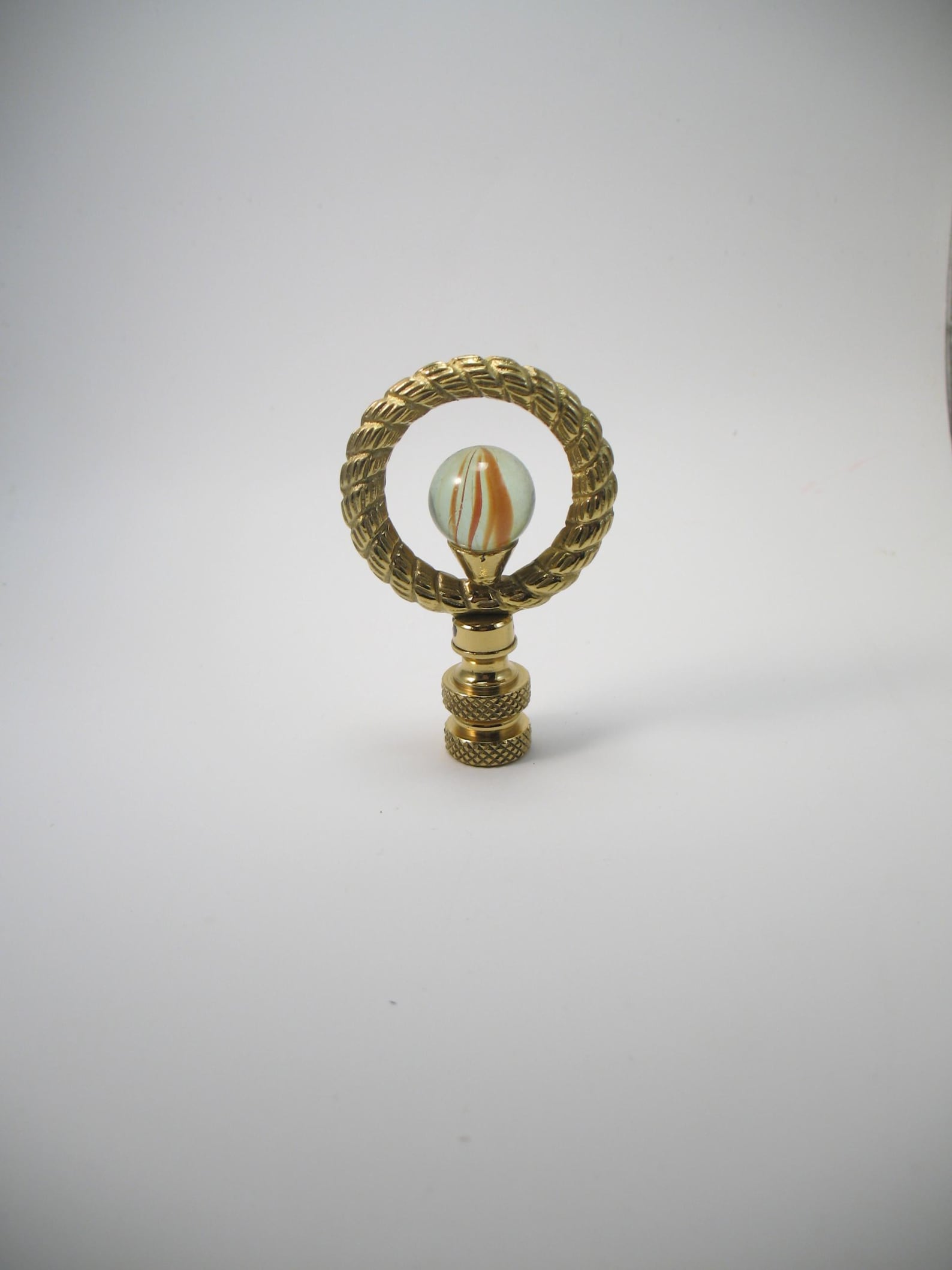Lamp Finial Solid Brass Rope Loop With Small Glass Ball Sphere ...