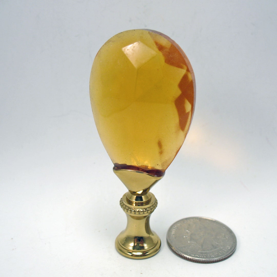 Lamp Finial Vintage Amber Glass Prism Repurposed to Lampshade - Etsy