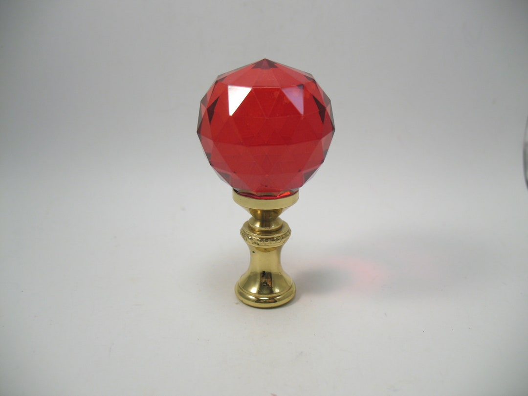 Lamp Finial Red Crystal Facetted Ball Solid Brass Hardware - Etsy