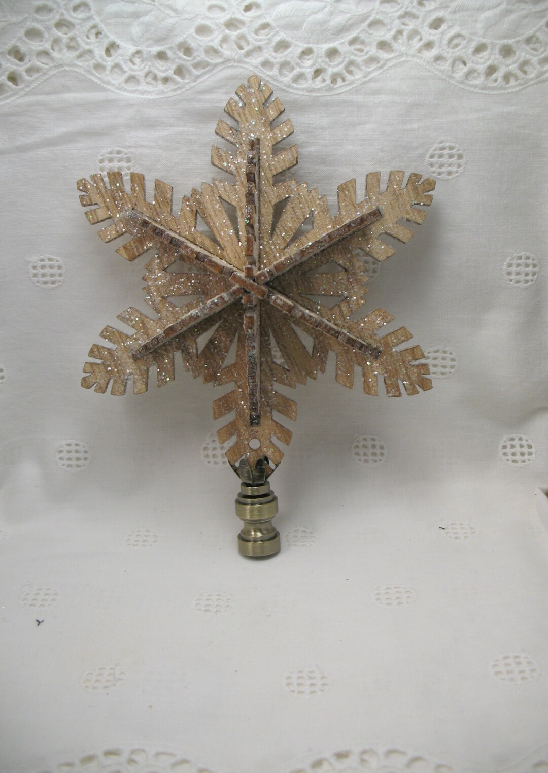 Lamp Finial Large Wooden Glitter Snowflake Lampshade Finial #42Z5 - Etsy
