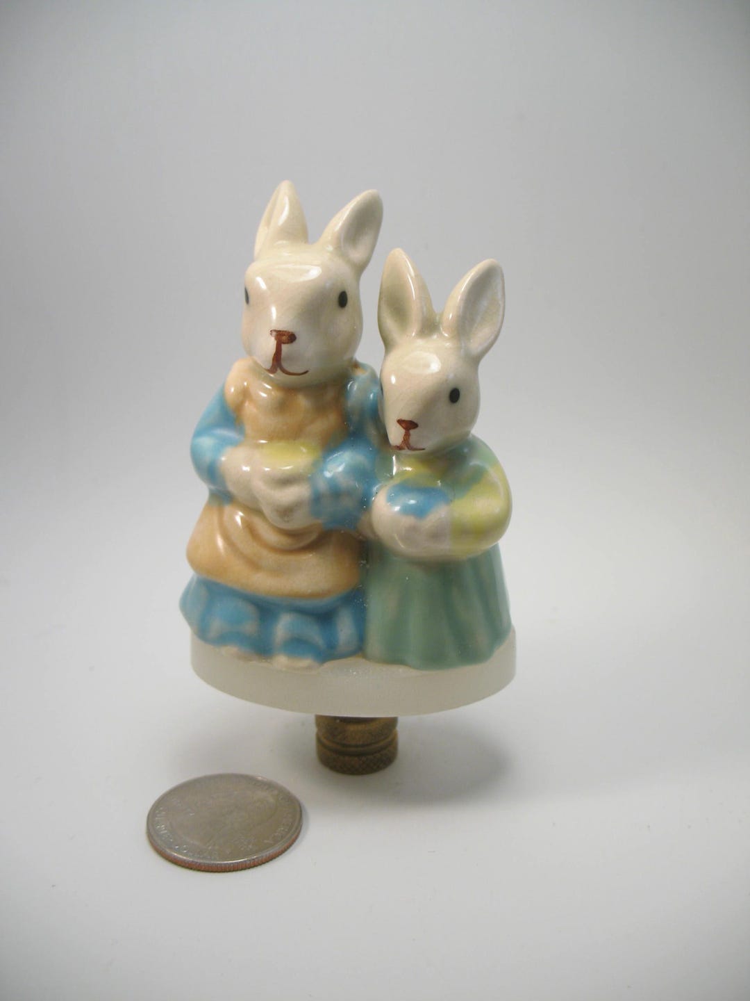 Lamp Finial Cute Mother, Daughter Easter Rabbit Ceramic Figure N17 - Etsy