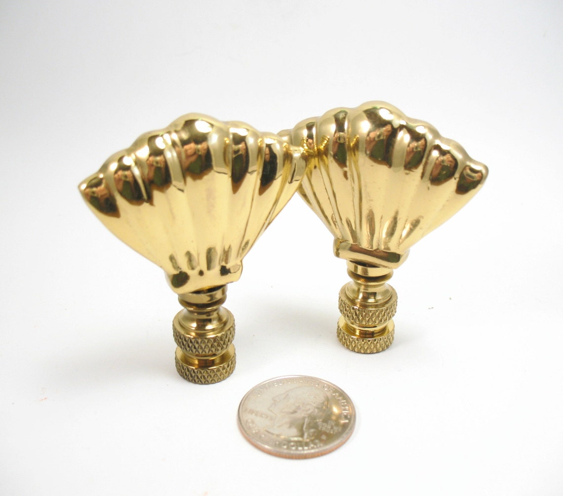 Lamp Finial: Pair of Solid Brass Very Bright Finish Shell - Etsy