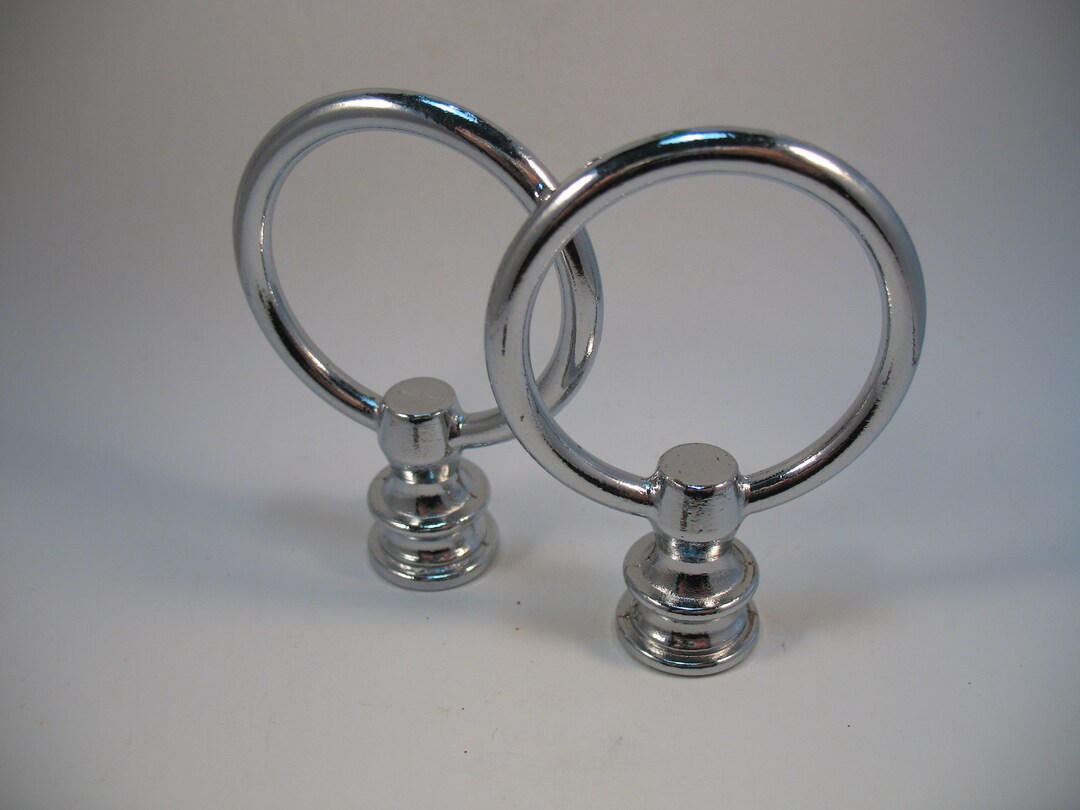 Lamp Finial Pair Chrome Loops Fit Standard Lamp Harp Lampshade Silver ...