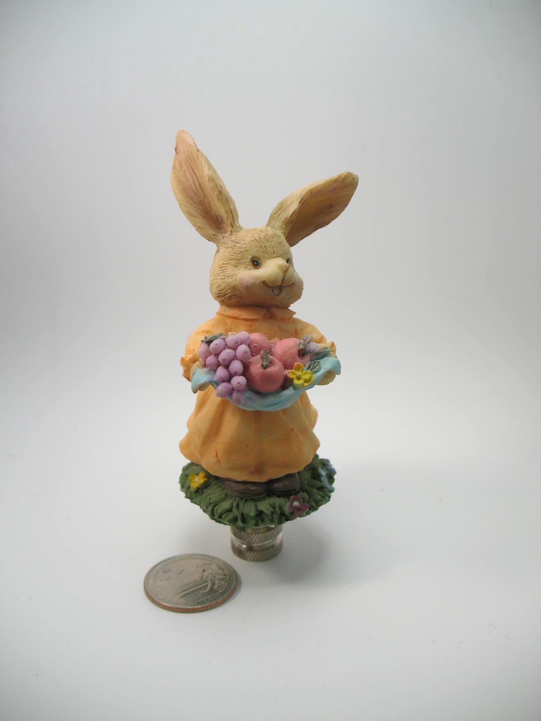 Lamp Finial Cute Girl Bunny Easter Rabbit Fruit Cast Resin Brass ...