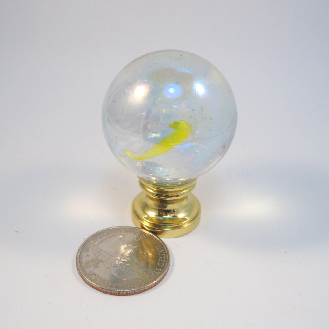 Lamp Finial Large Clear Vintage Glass Ball Marble With Bubbles and a ...