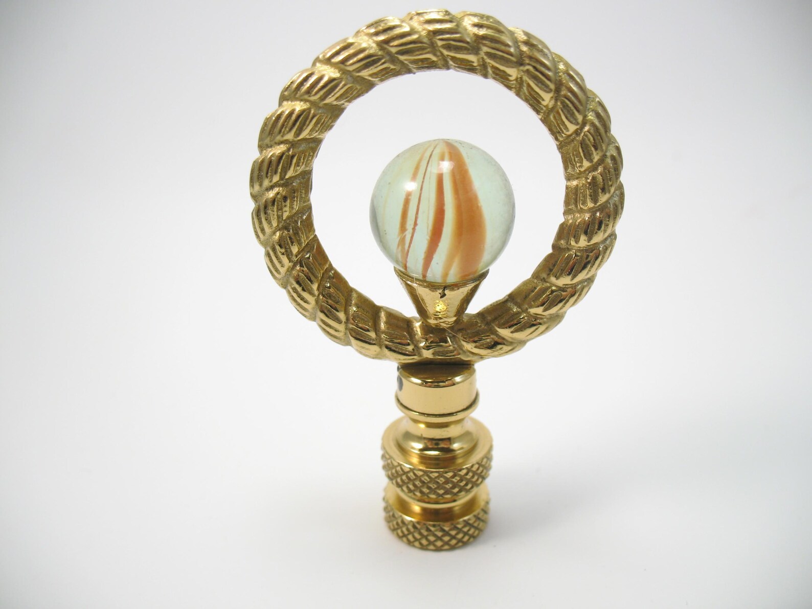 Lamp Finial Solid Brass Rope Loop With Small Glass Ball Sphere ...