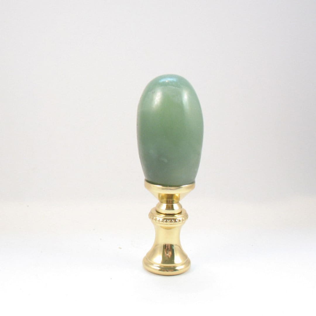 Lamp Finial: Light Green Jade Oval Stone, Same All Around, Lampshade ...
