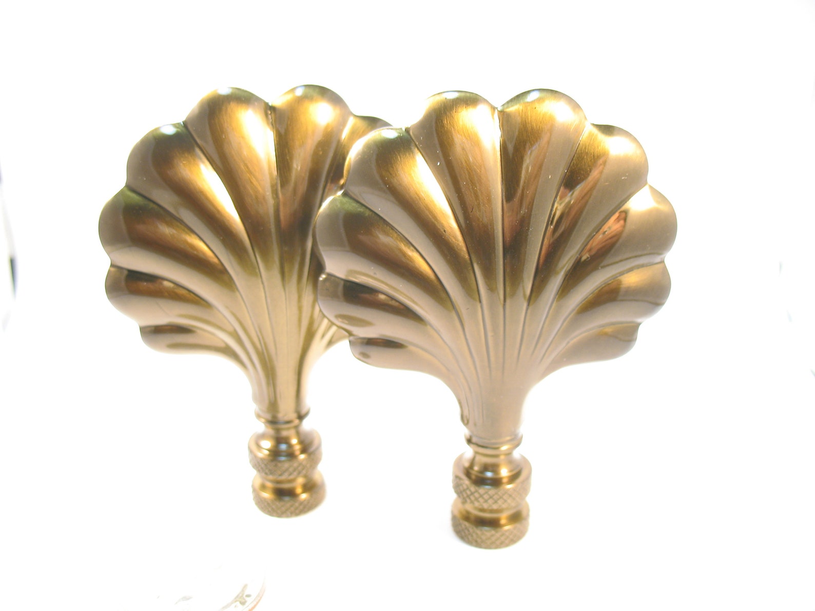 Lamp Finial: Pair of Solid Antiqued Brass Finish Shell | Etsy