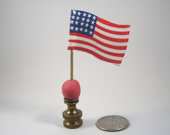 Lamp Finial: Novelty Flag for the 4th of July, Dark Brass Hardware ...
