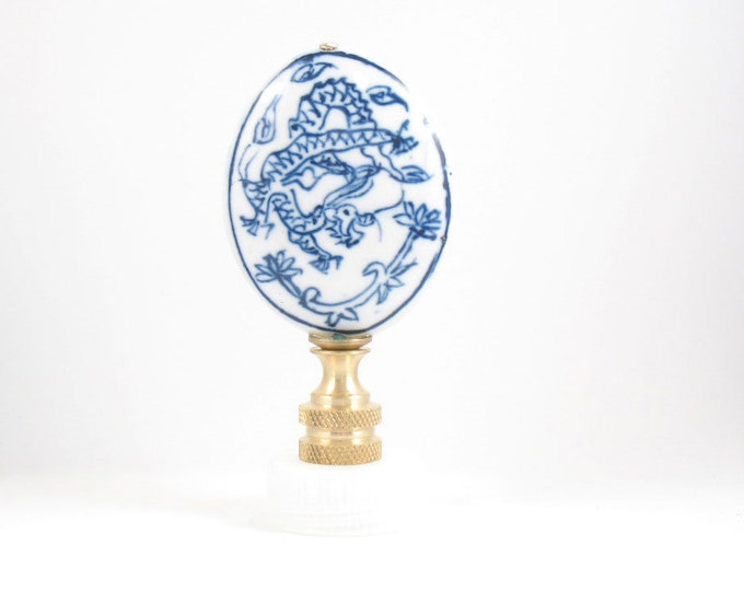 Lamp Finial Blue and White Canton Style Porcelain Dragon Lamp Shade ...