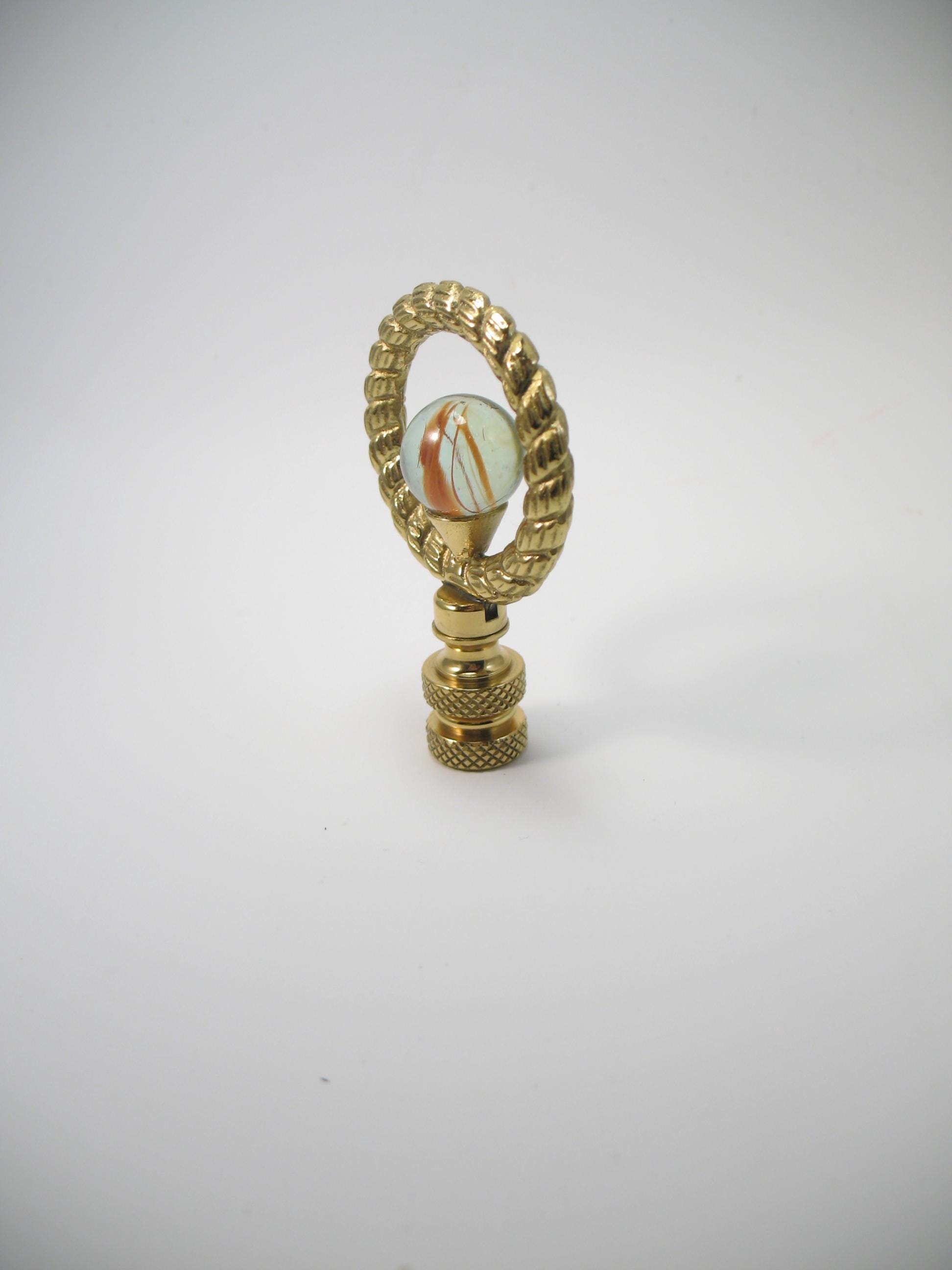 Lamp Finial Solid Brass Rope Loop With Small Glass Ball Sphere ...