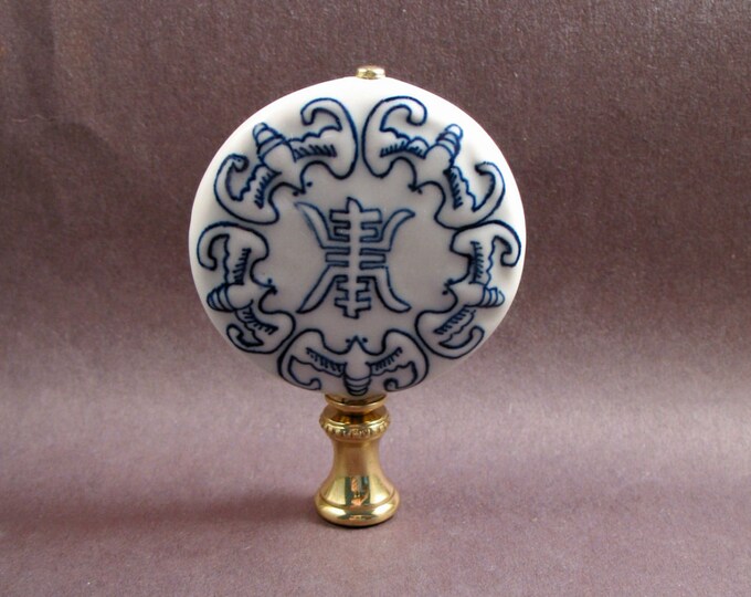 Delft Style Asian Porcelain Flat Disk Lamp Finial Chinese - Etsy