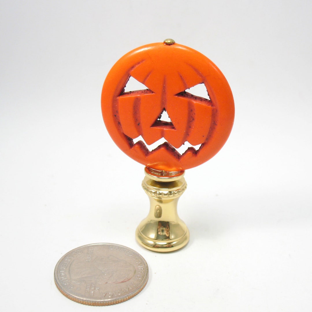 Lamp Finial Bright Orange Halloween Thanksgiving Novelty Pumpkin ...