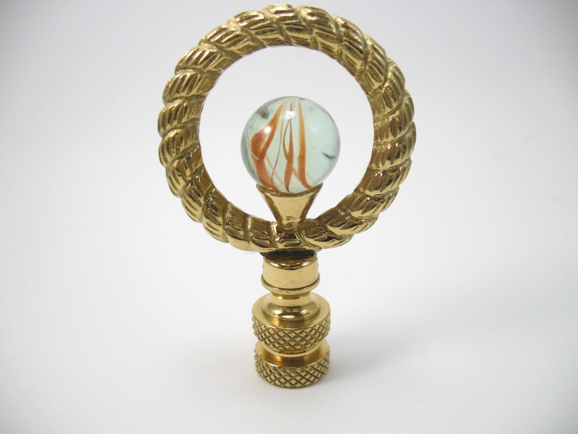 Lamp Finial Solid Brass Rope Loop With Small Glass Ball Sphere ...