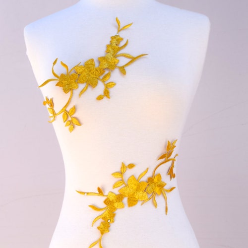 Gold Flower Patches 2 Gold Embroidery Flower Patches Vintage - Etsy